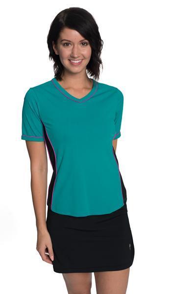 Adventure Chic V Neck Short Sleeve Swim Shirt - Chlorine Proof | HydroChic