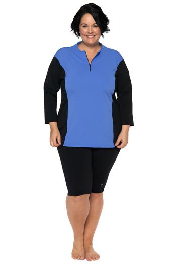 Multi Exercise Plus Size Zippered Swim Top - Chlorine Proof | HydroChic ...