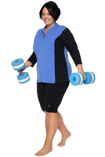 Multi Exercise Plus Size Zippered Swim Top - Chlorine Proof | HydroChic ...