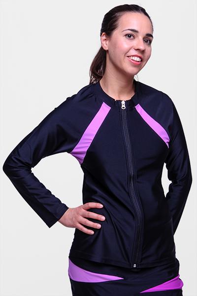 Athletic Full Zippered Swim Rash Guard | HydroChic